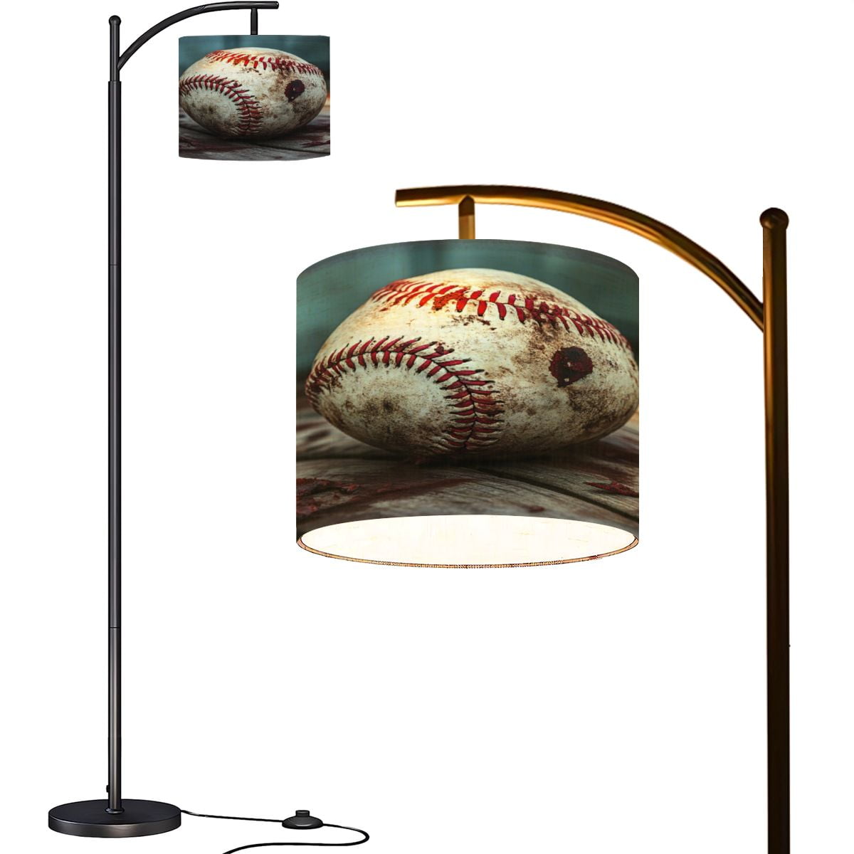 Arc Floor Lamps Vintage Baseball Golden Afternoon Light Rustic Wood ...