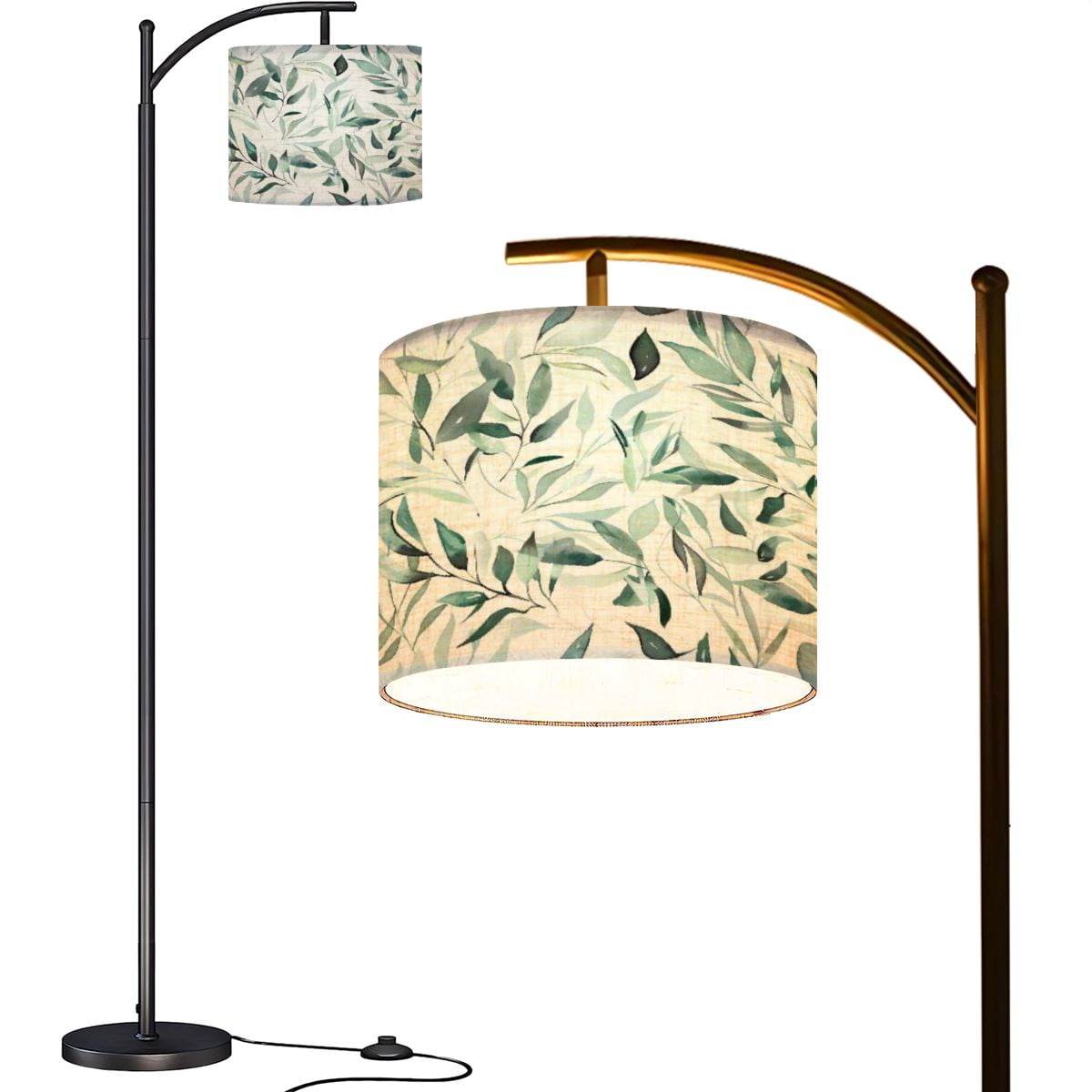 Arc Floor Lamps Watercolor floral seamless pattern Hand drawn white ...