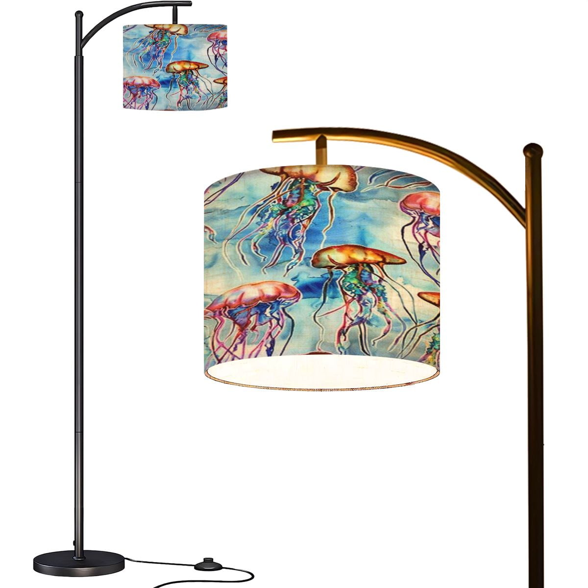 Arc Floor Lamps Watercolor jellyfish seamless paper bright colorful ...