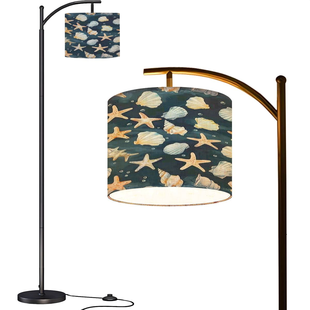 Arc Floor Lamps Watercolor sea seamless starfish seashells conch ...