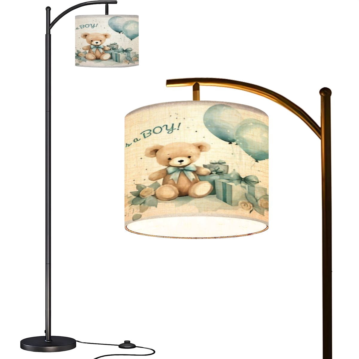 Arc Floor Lamps Watercolor sitting between hellium balloons gift boxes ...