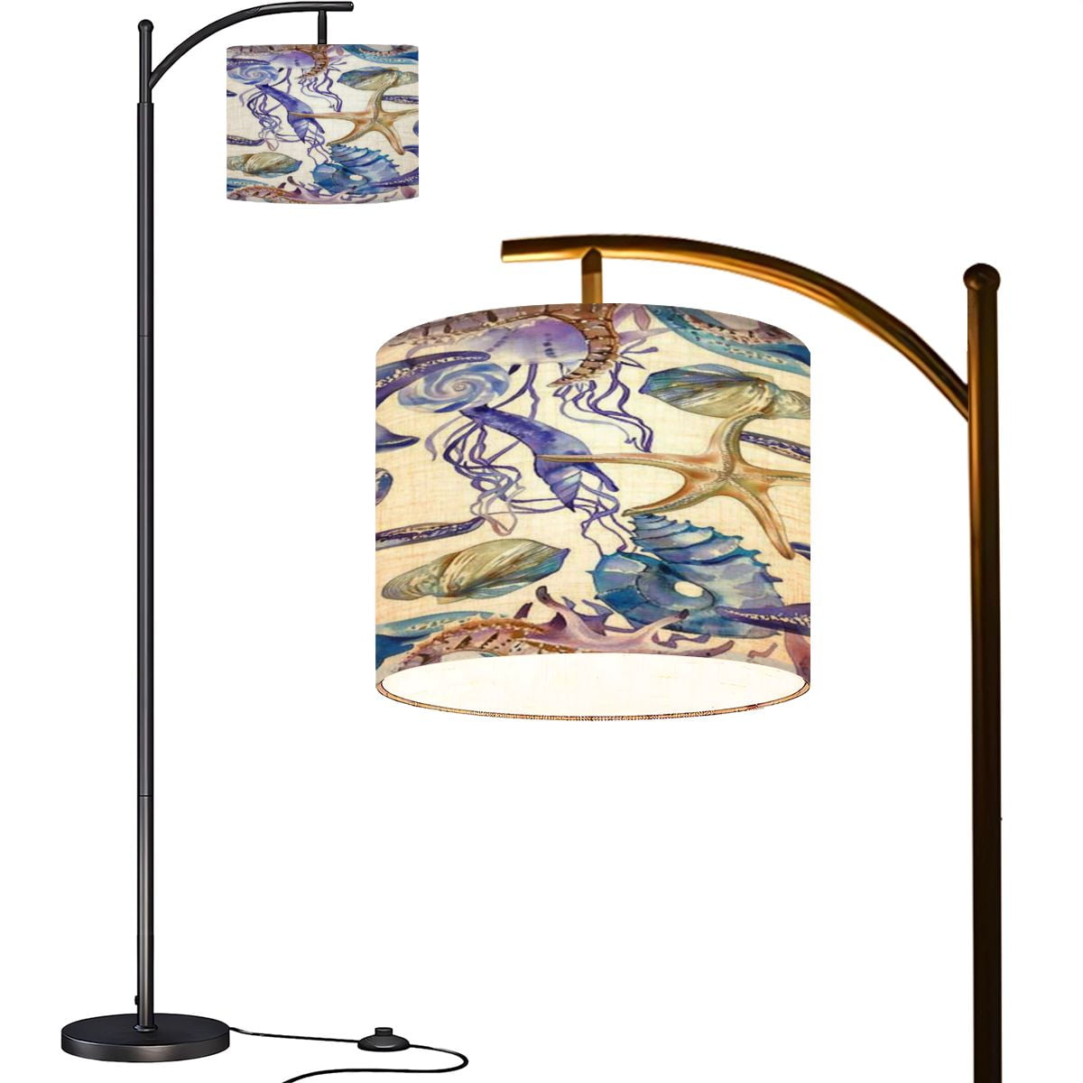 Arc Floor Lamps Watercolor summer beach seashell tropical elements ...