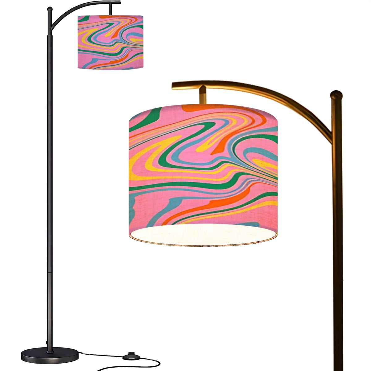 Arc Floor Lamps Wavy retro square Groovy fluid pattern Psychedelic ...