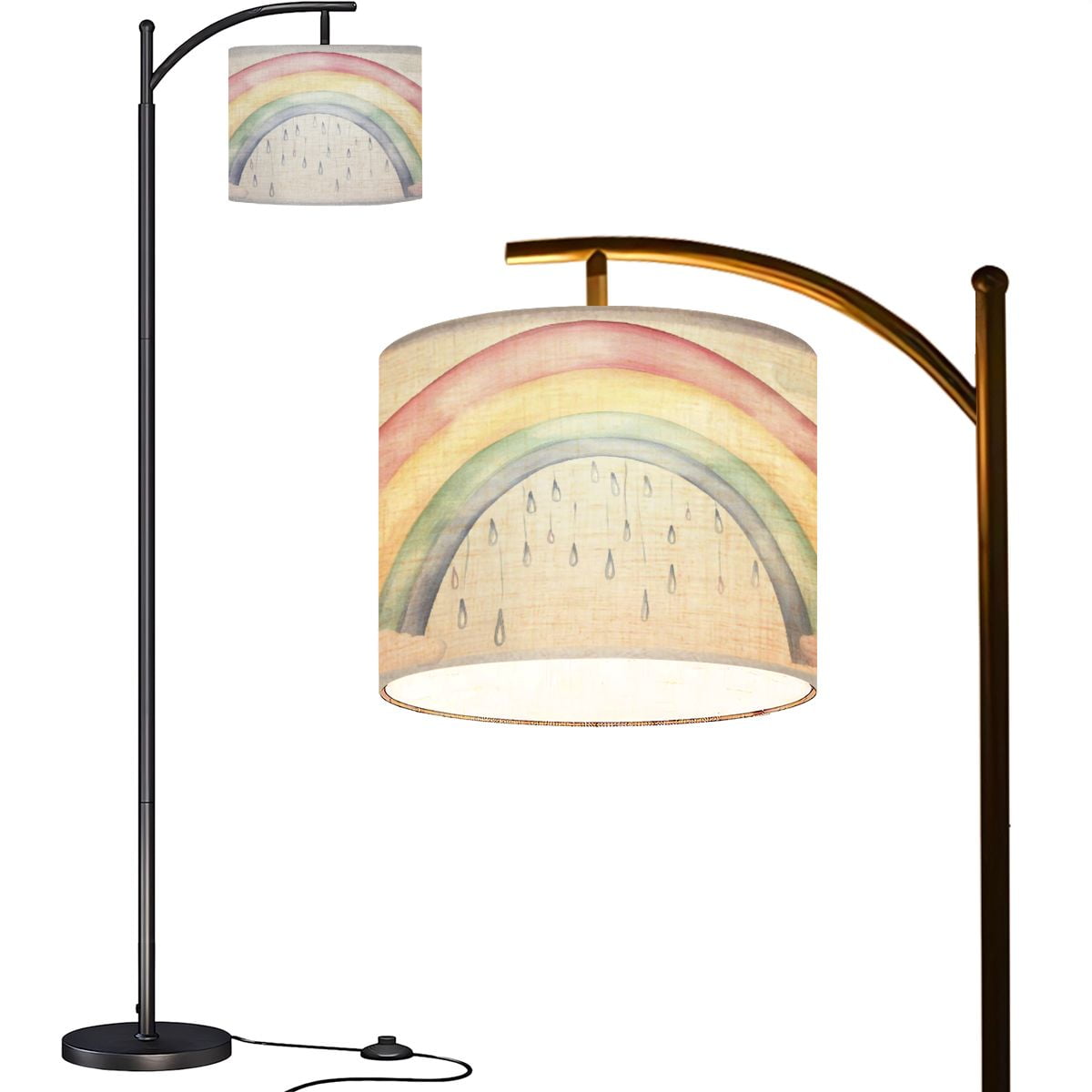 Arc Floor Lamps Whimsical Boho Artwork Pastel Rainbow Watercolor Modern ...
