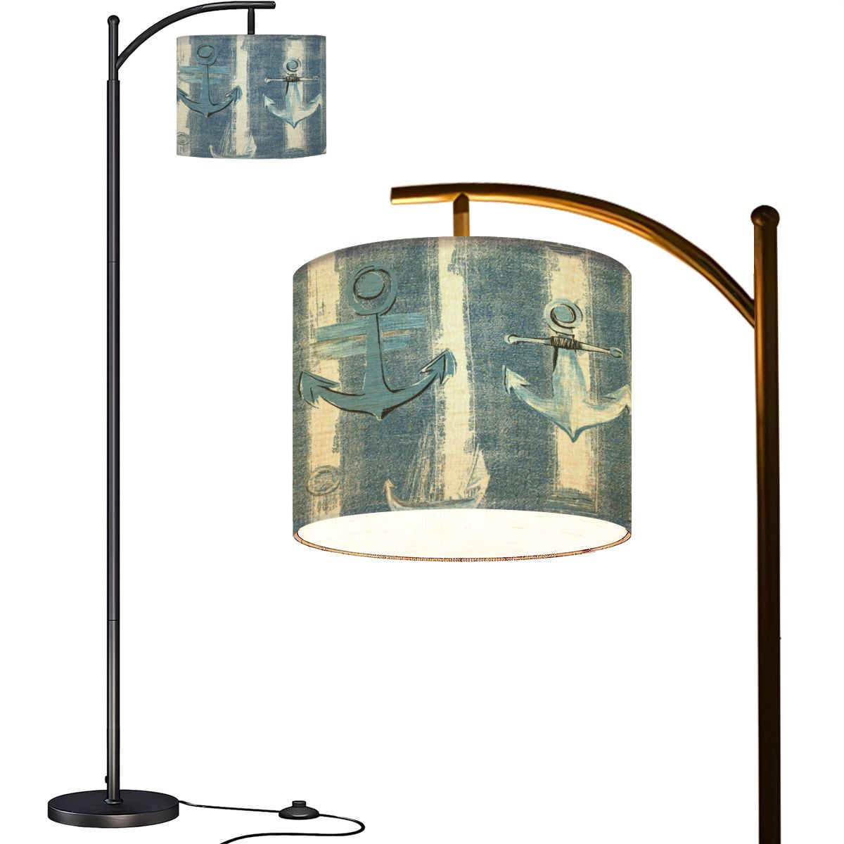 Arc Floor Lamps Whimsical Nautical Icons Denim Theme Modern LED ...