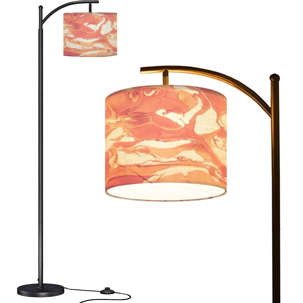 Arc Floor Lamps White Geometric Hand Sprays Geometric Color Orange Dyed ...