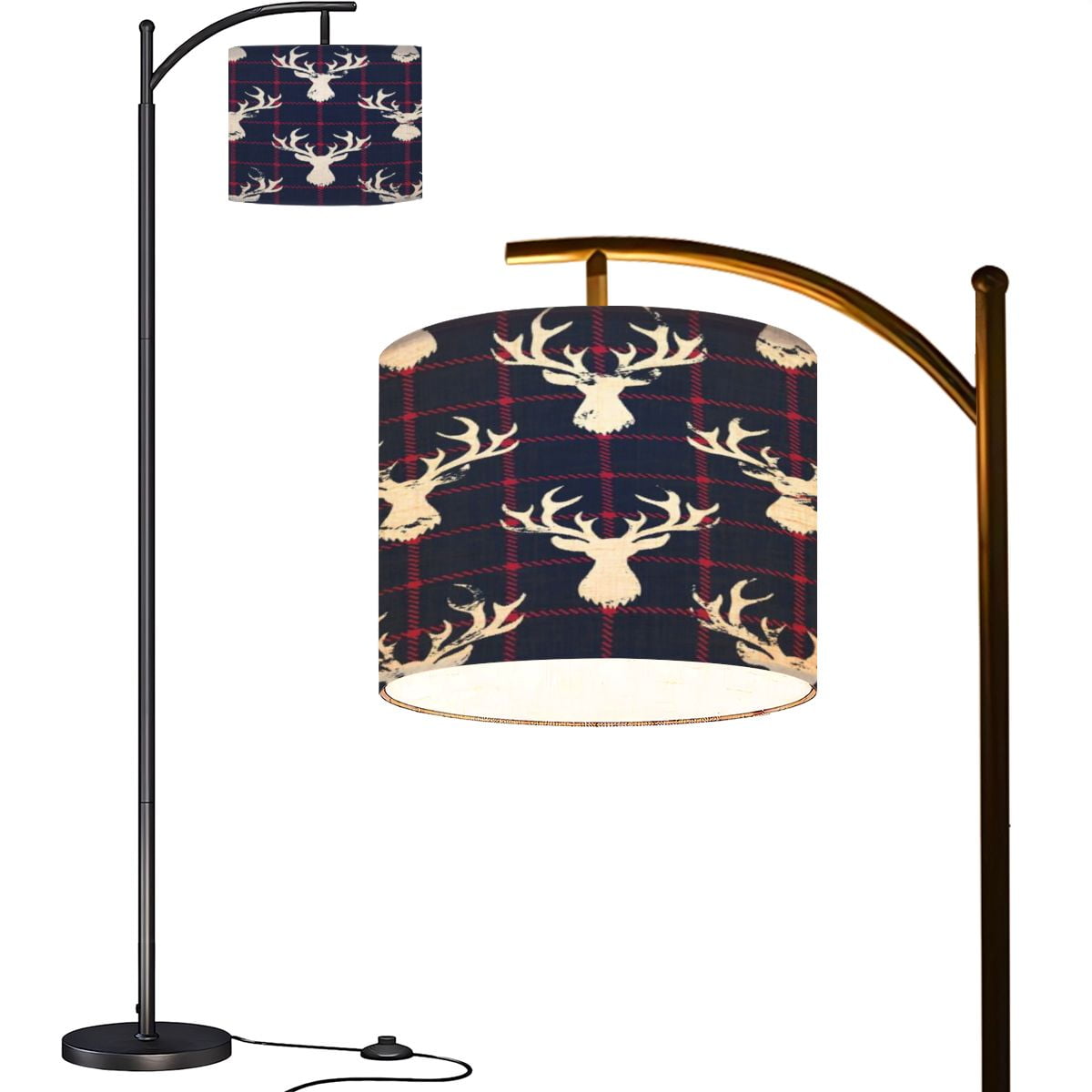 Arc Floor Lamps White Textured Silhouettes Deer Head Classic Blue Red ...