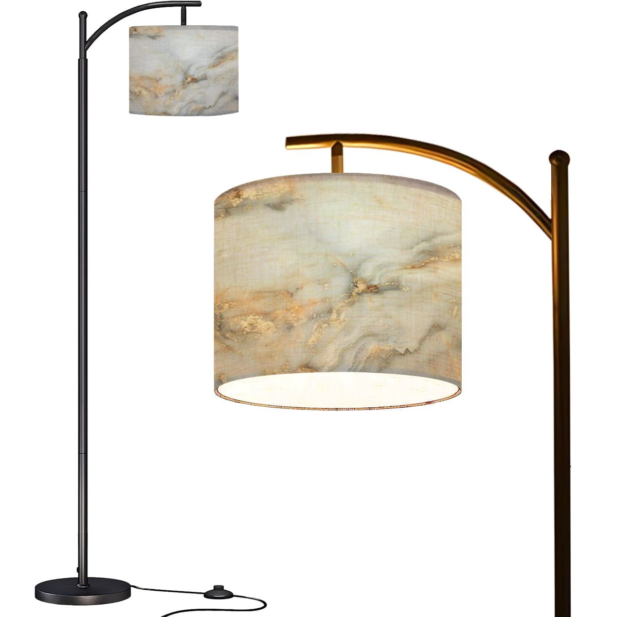 Arc Floor Lamps White marble pattern golden inclusions Abstract texture ...