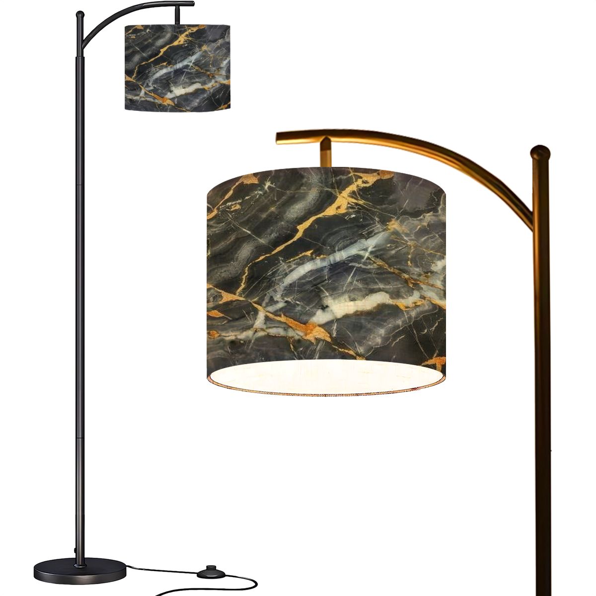 Arc Floor Lamps White yellow patterned structure gray marble Gold ...