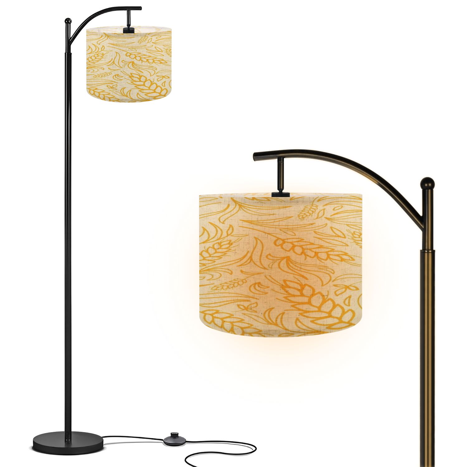 Arc Floor Lamps Yellow bright seamless wheat pattern Farm ears wheat ...