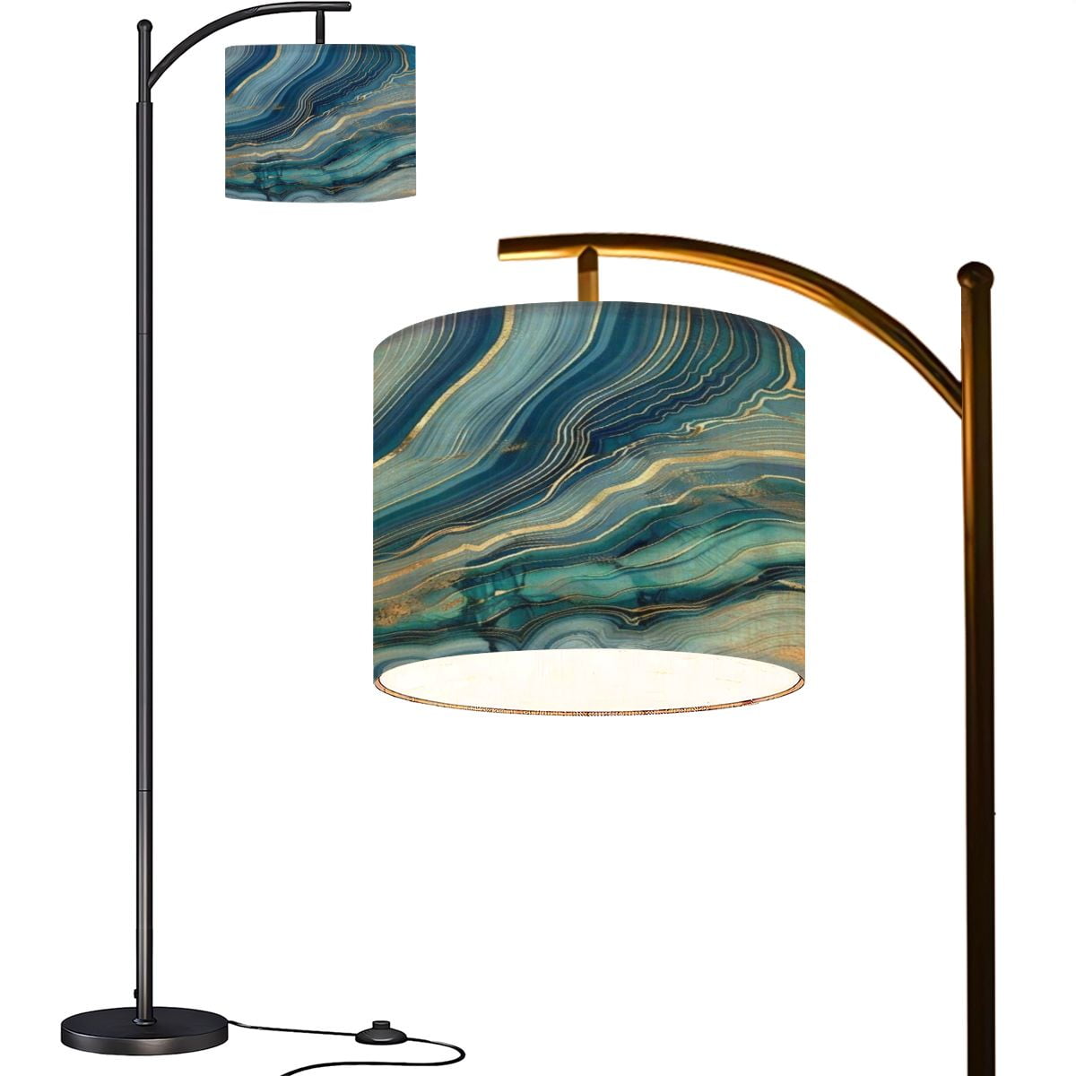 Arc Floor Lamps abstract fake stone texture agate blue gold veins ...