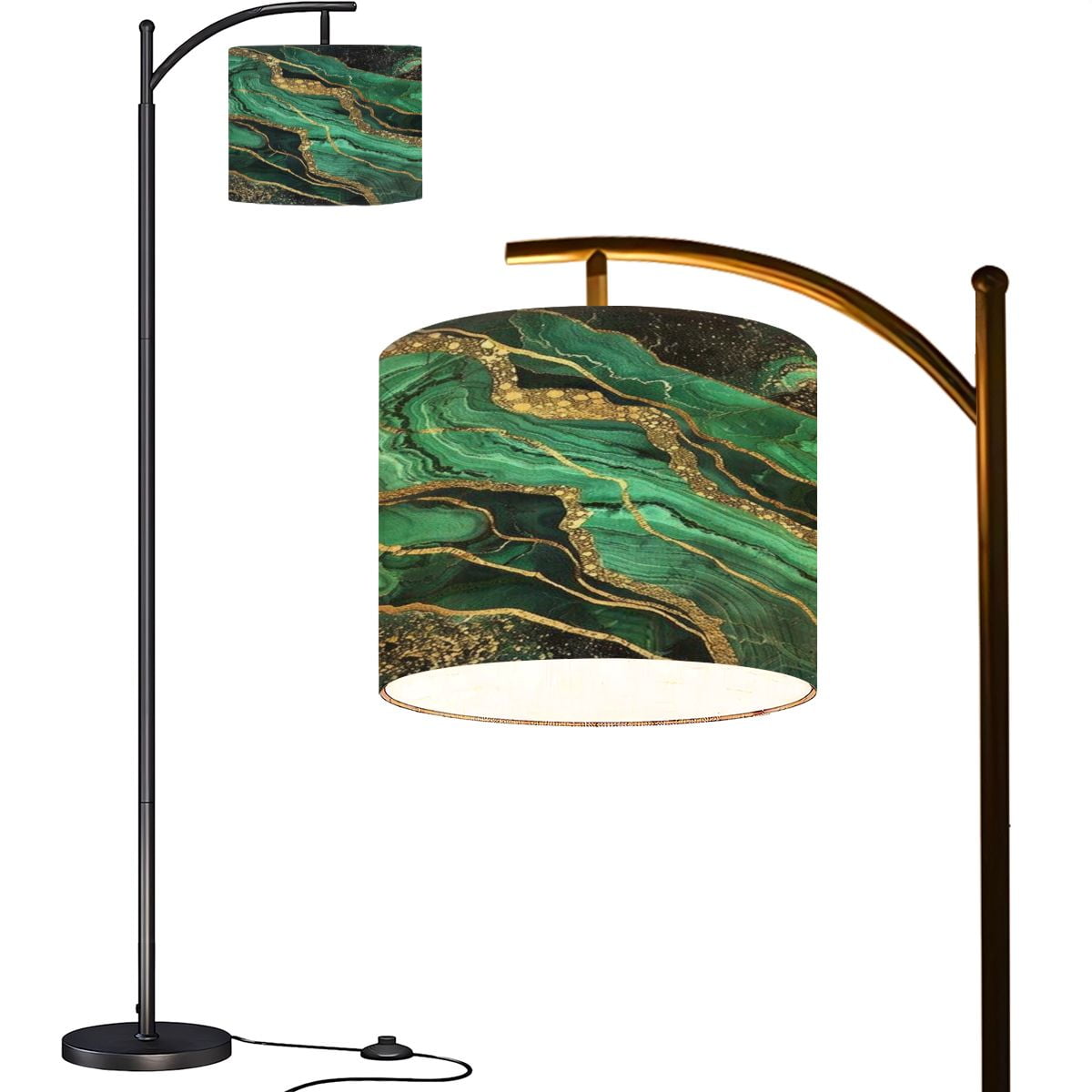 Arc Floor Lamps abstract green malachite golden veins japanese ...