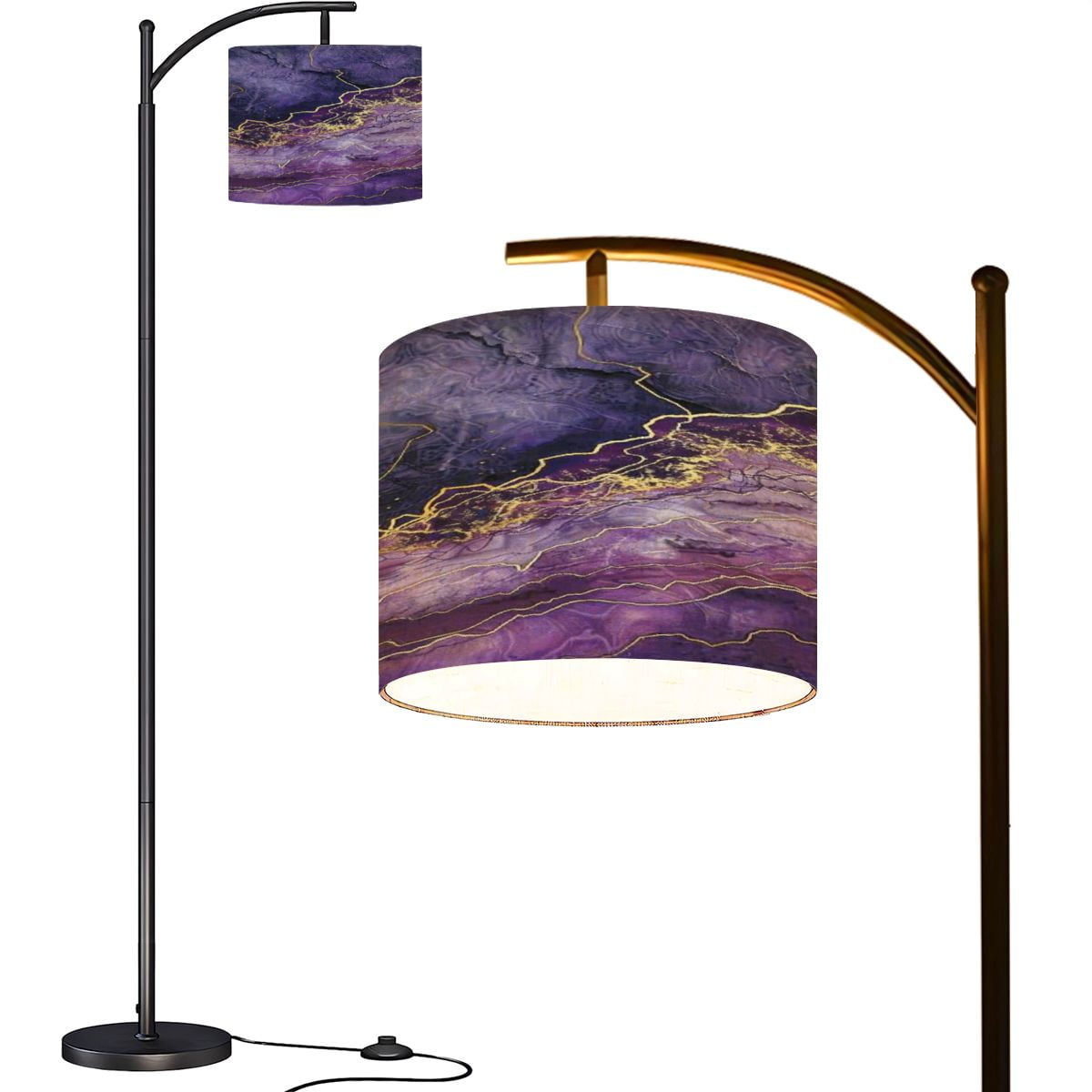 Arc Floor Lamps abstract marbling purple marble golden veins fake ...