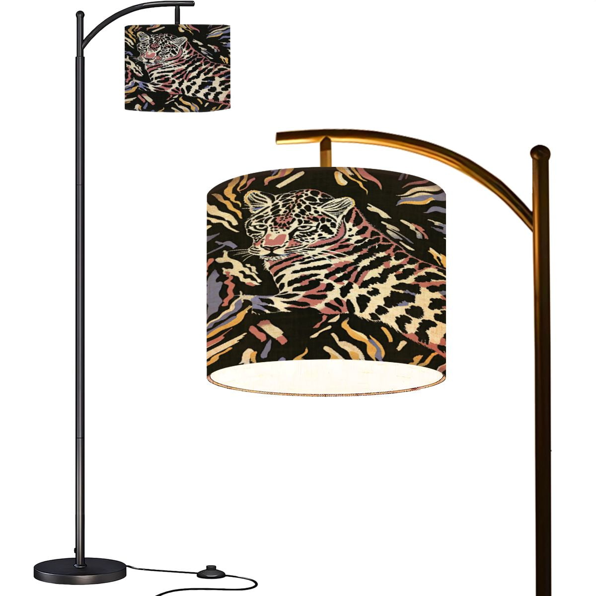 Arc Floor Lamps animal skin pattern Modern LED Adjustable Lampshade ...