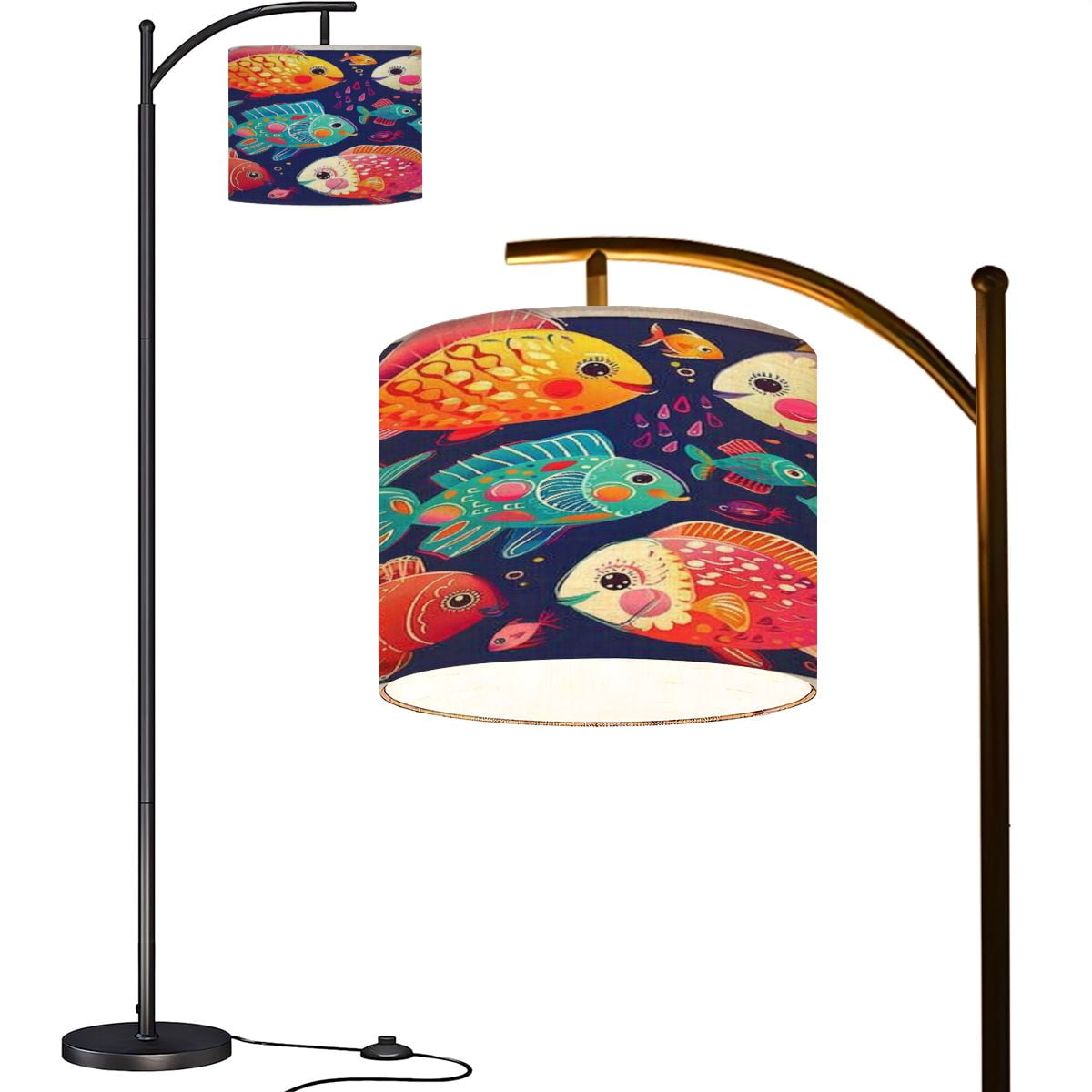 Arc Floor Lamps beautiful set colorful stylized funny fishes Holiday ...