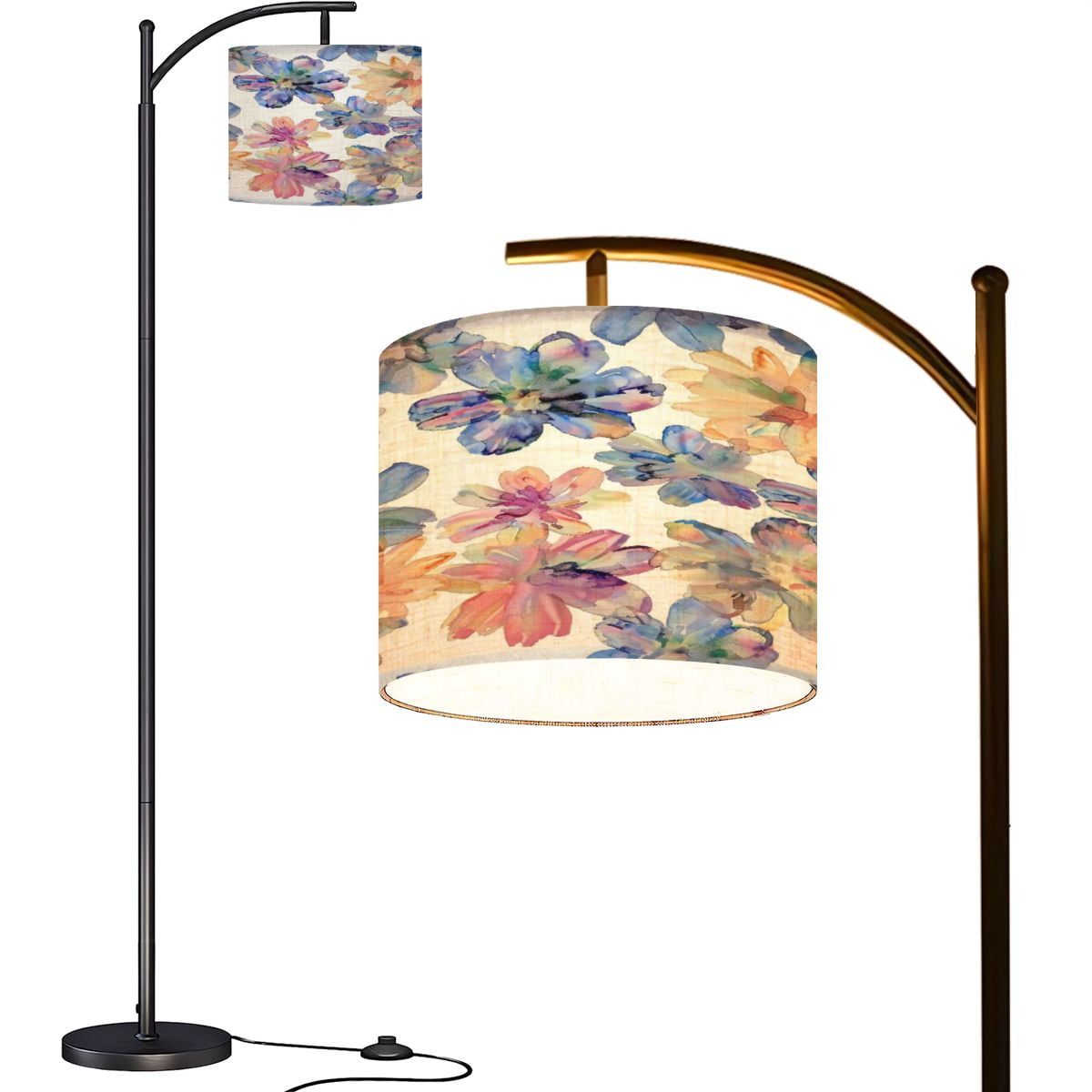 Arc Floor Lamps blue delicate flowers white seamless botanical pattern ...
