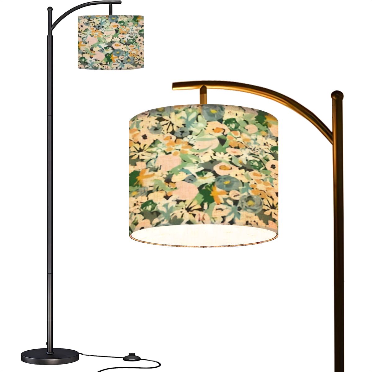 Arc Floor Lamps bright multicolored floral pattern brush strokes paint ...