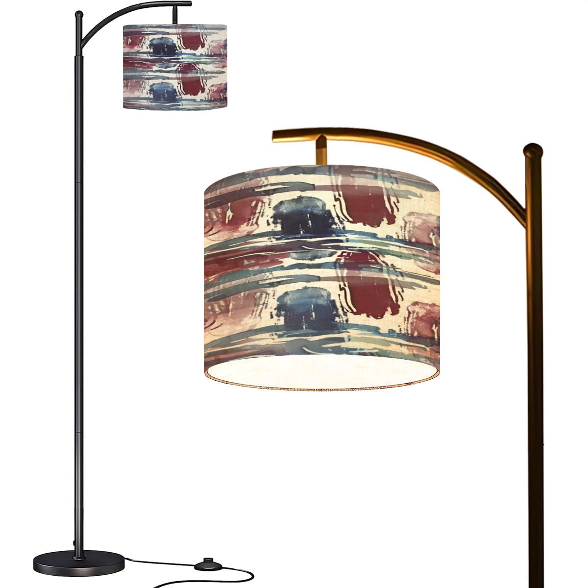 Arc Floor Lamps bstract Oil Geometric Flowers Leaves Brush Strokes ...