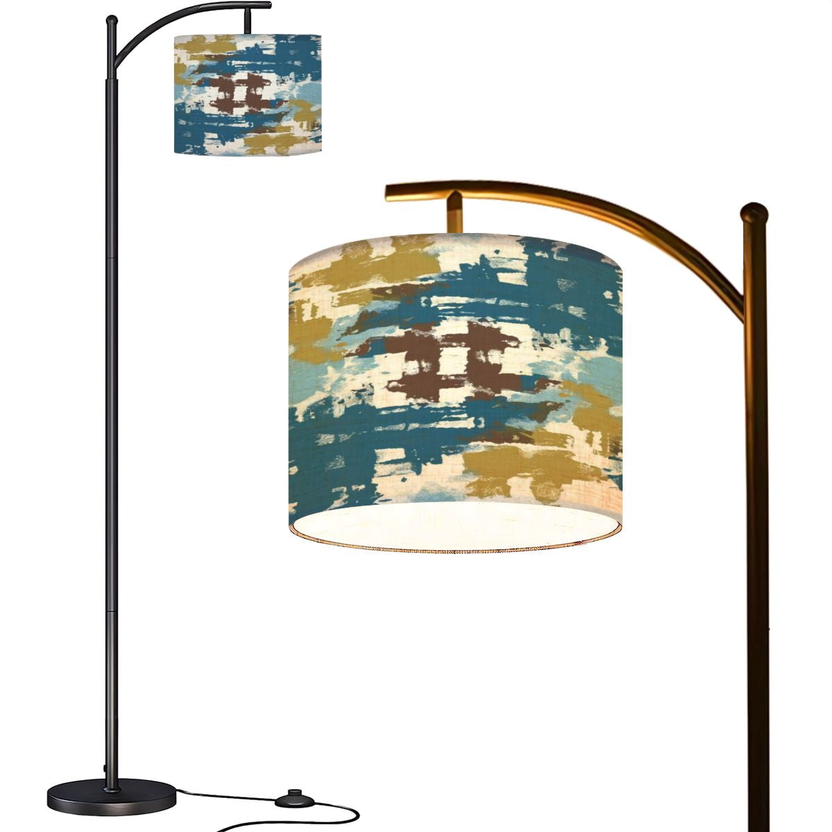 Arc Floor Lamps bstract Oil Geometric Flowers Leaves Brush Strokes ...