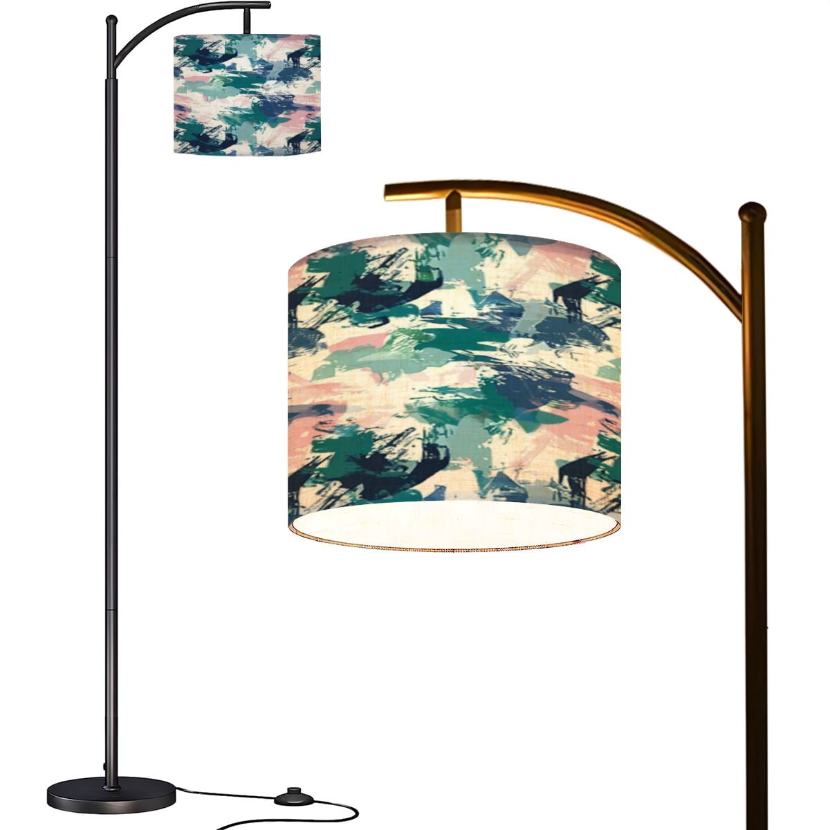 Arc Floor Lamps bstract Oil Geometric Flowers Leaves Brush Strokes ...