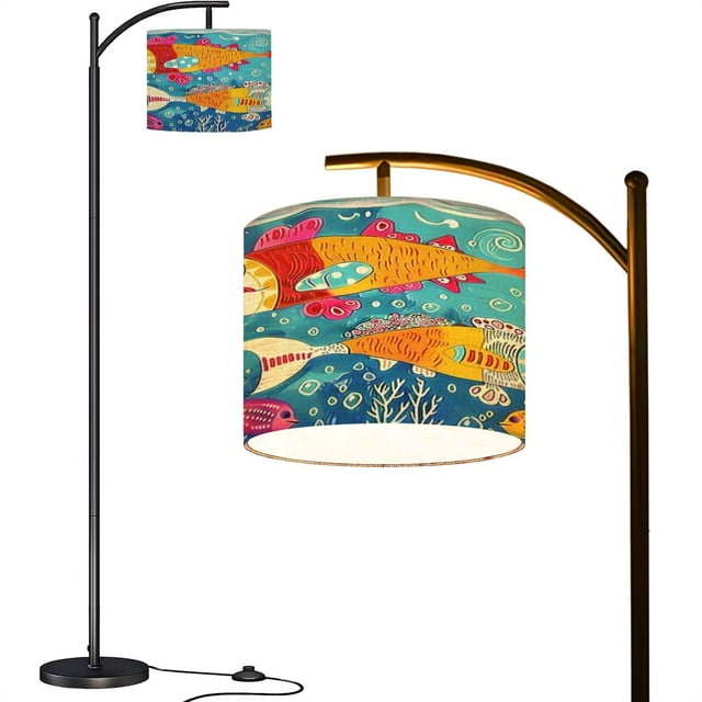 Arc Floor Lamps cartoon funny fishes Underwater life Holiday Modern LED ...