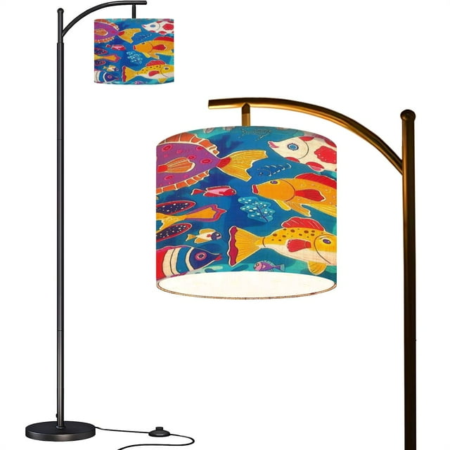 Arc Floor Lamps cartoon funny fishes Underwater life Holiday Modern LED ...