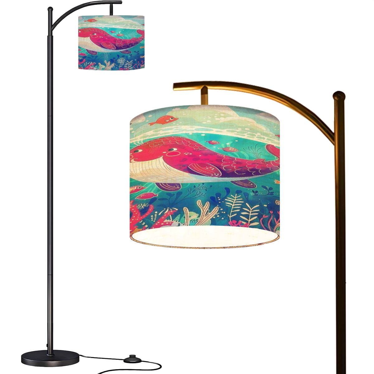 Arc Floor Lamps cartoon marine funny whale Underwater life Holiday ...