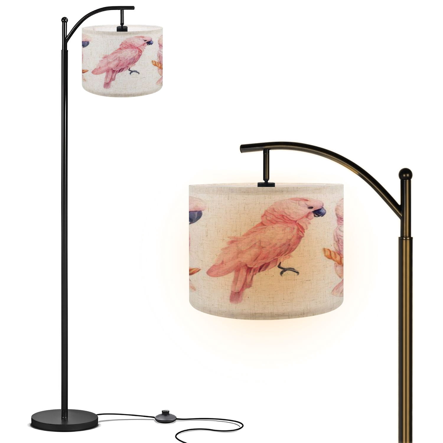 Arc Floor Lamps cockatoo white watercolor birds parrots Modern LED ...
