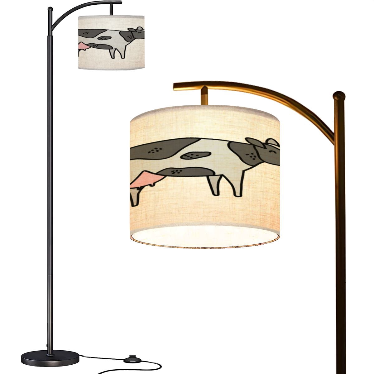 Arc Floor Lamps color cute cow farm animal Modern LED Adjustable ...