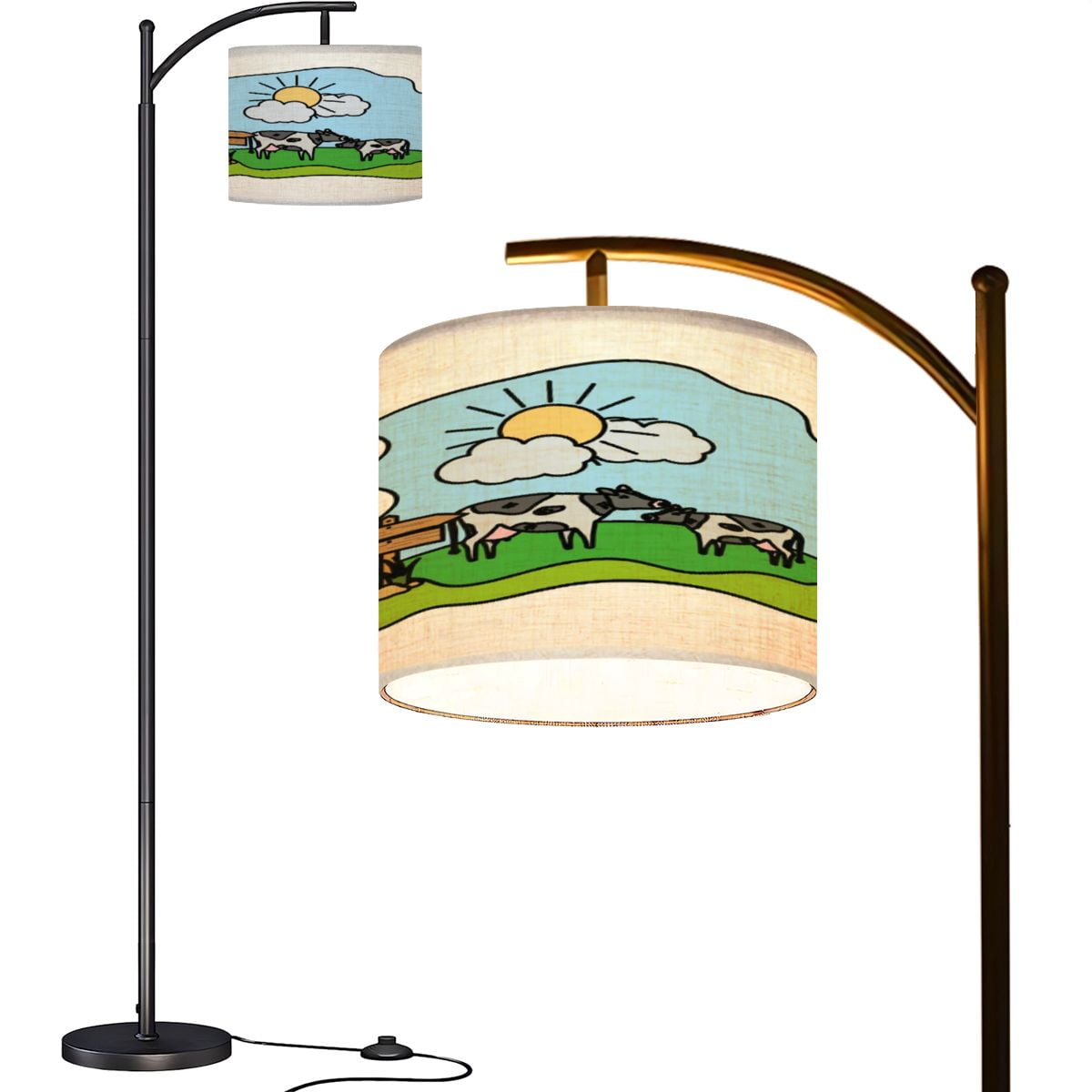 Arc Floor Lamps color family cow farm animal wood notices Modern LED ...