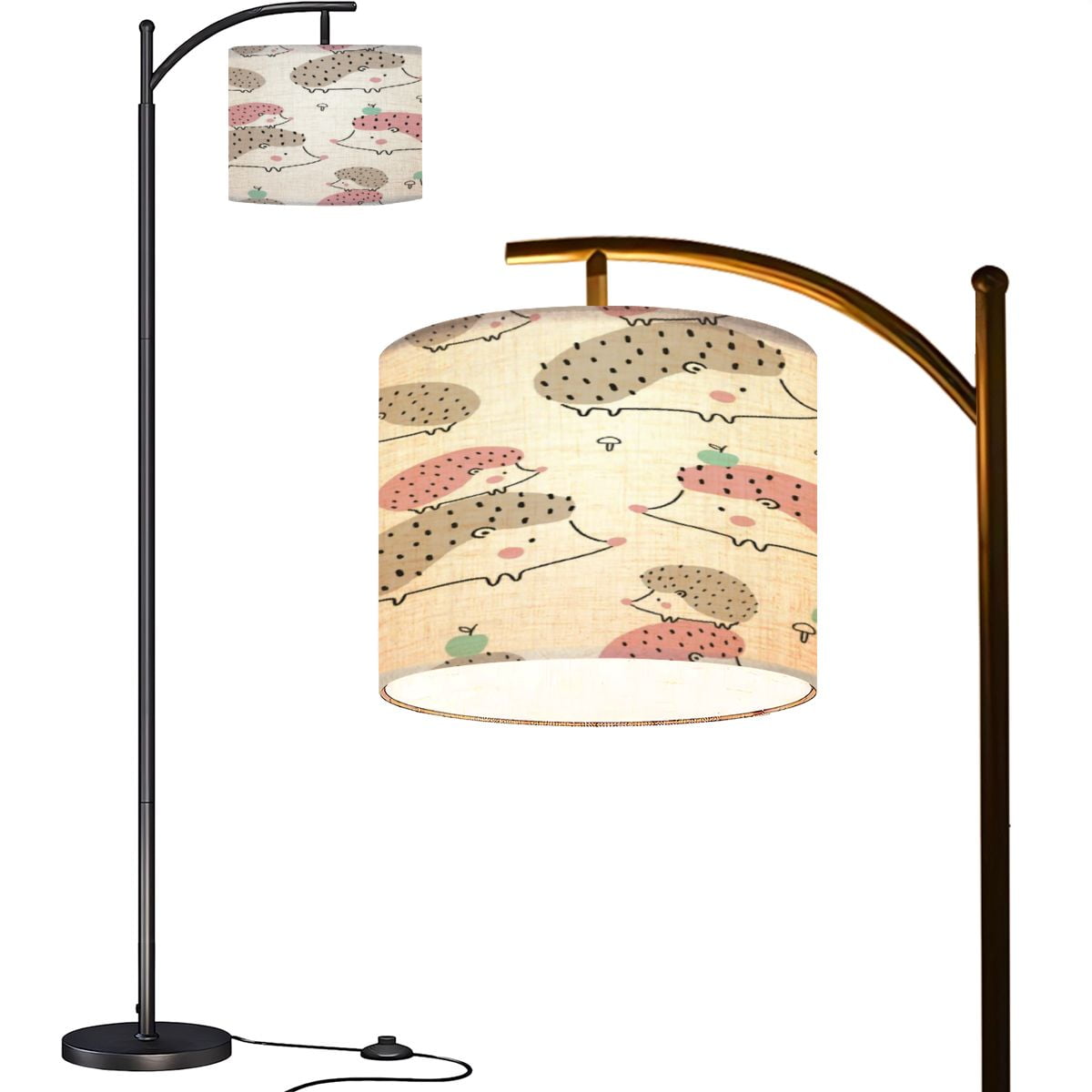 Arc Floor Lamps cute hedgehog Flat style print for kids Mom baby hedgehog Day Cute Modern LED ...