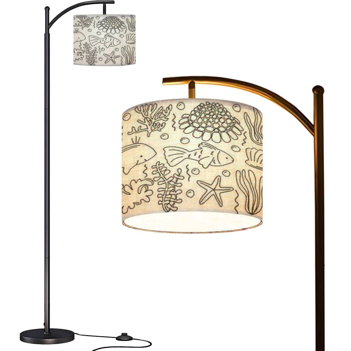 Arc Floor Lamps doodle set Collection hand drawn fish shells different ...
