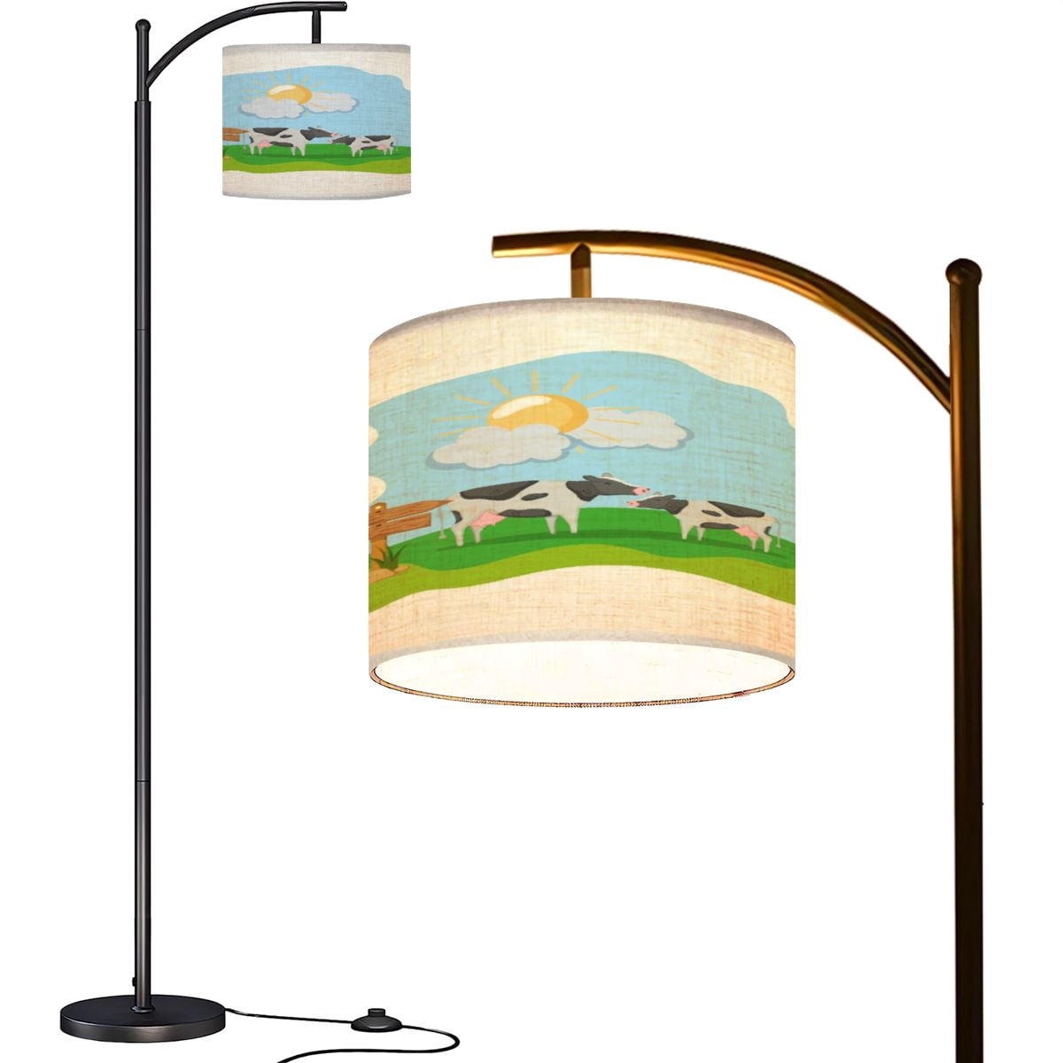 Arc Floor Lamps family cow farm animal wood notices Modern LED ...