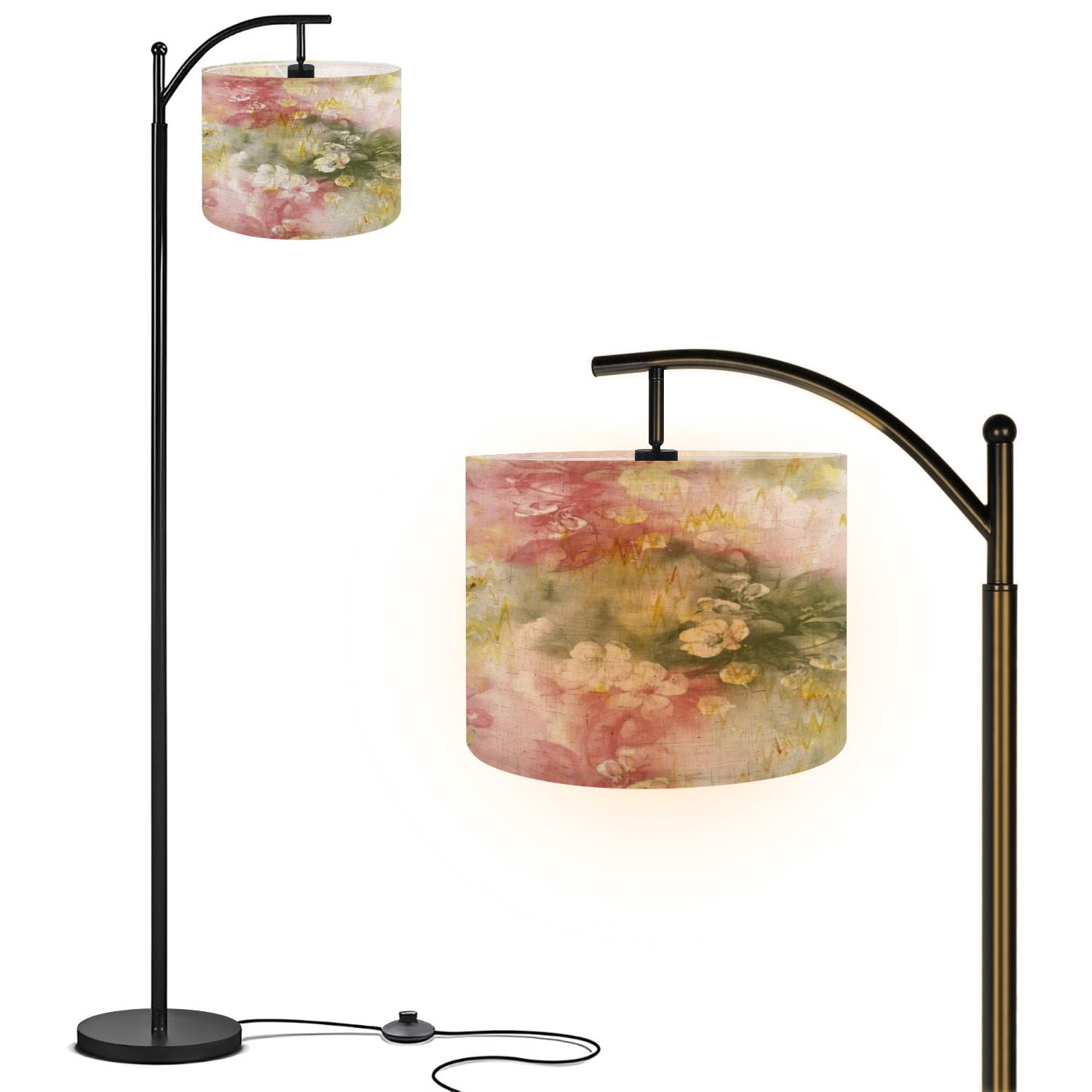 Arc Floor Lamps all floral pattern wave abstract hand drown art work ...