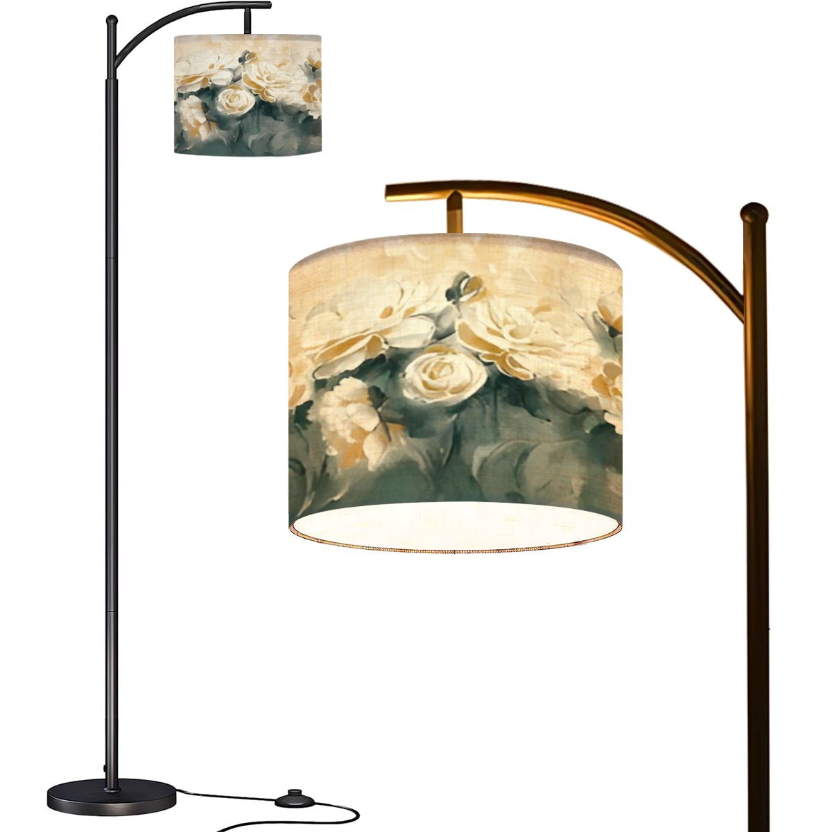 Arc Floor Lamps flower rose peonies oil leaves wallpapper Botanic print ...