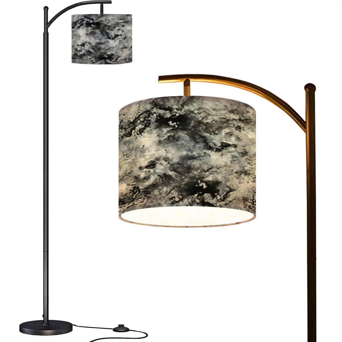 Arc Floor Lamps gray marble texture Modern LED Adjustable Lampshade ...