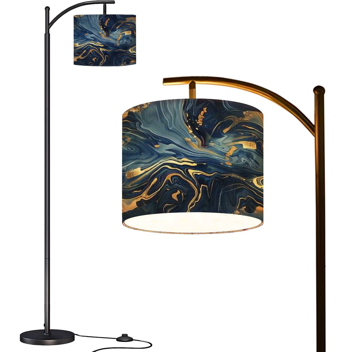 Arc Floor Lamps luxury Blue marble gold abstract texture Indigo ocean ...