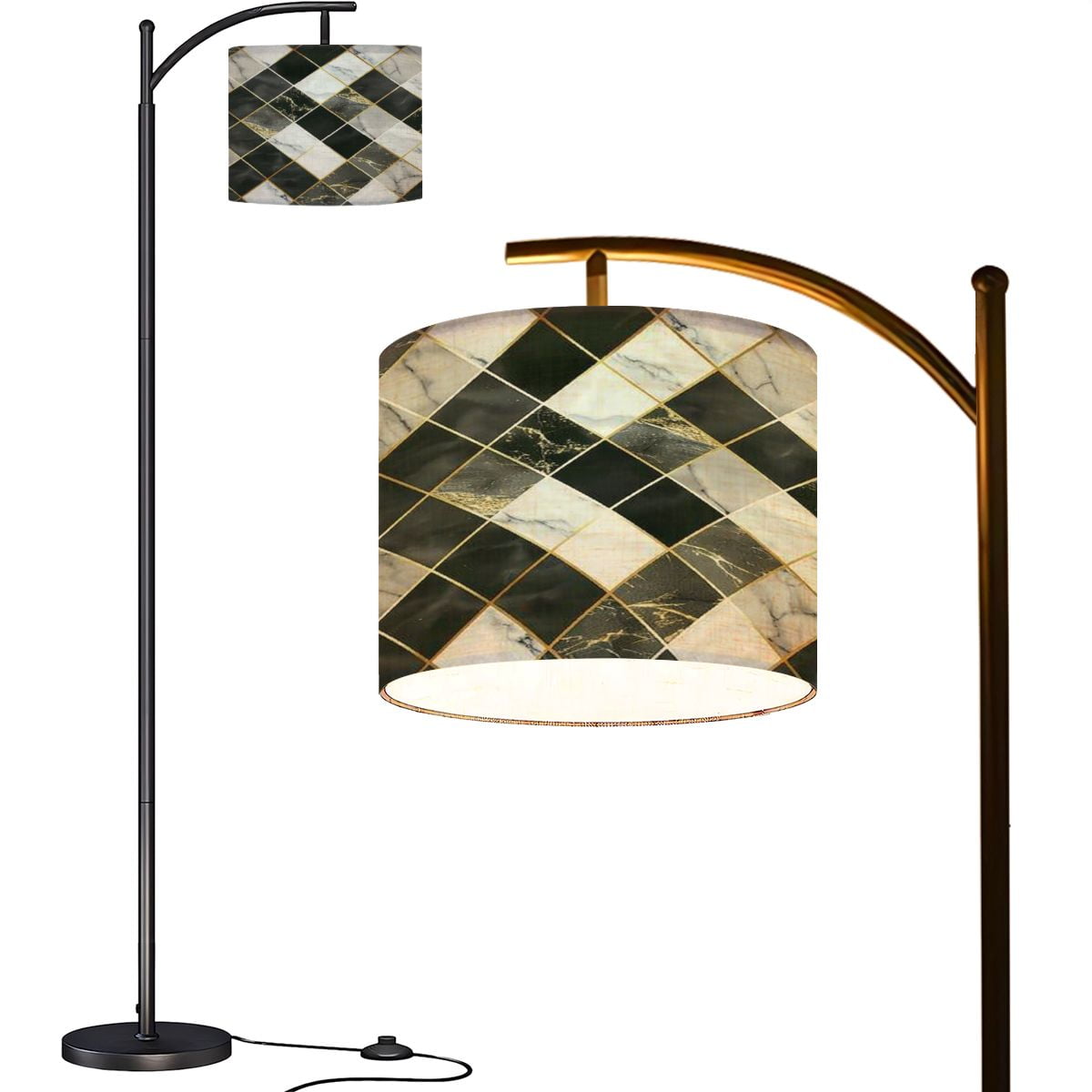 Arc Floor Lamps marble seamless pattern golden geometric diagonal lines ...