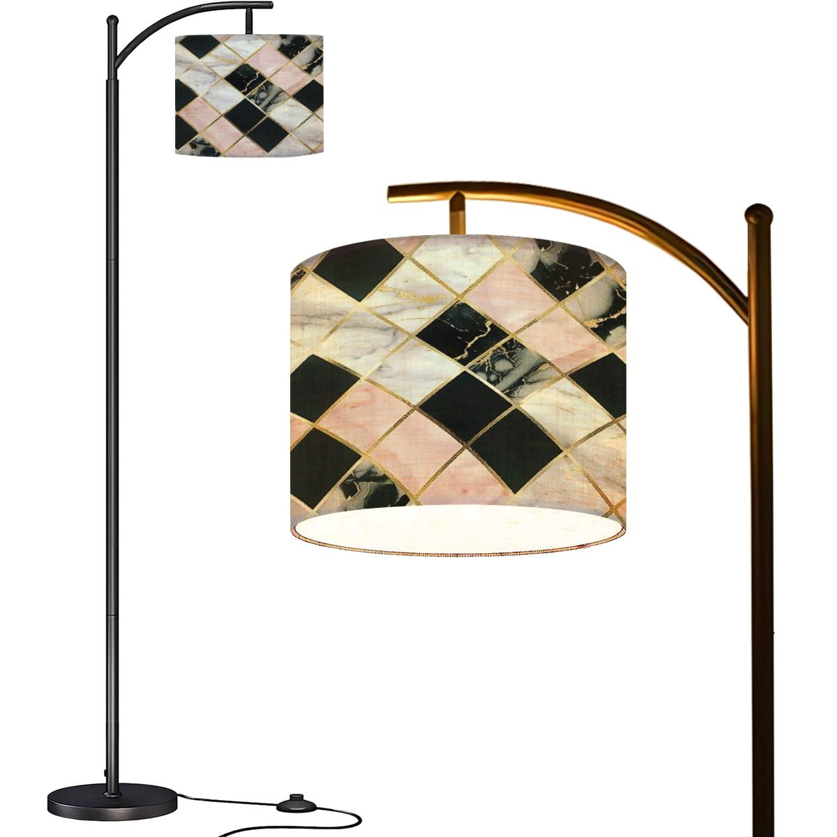 Arc Floor Lamps marble seamless pattern golden geometric diagonal lines ...