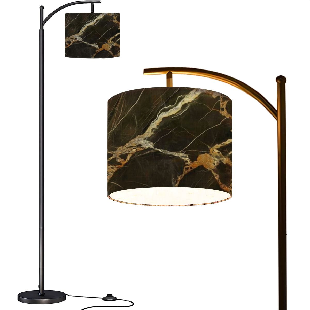 Arc Floor Lamps natural slab Modern LED Adjustable Lampshade Standing ...