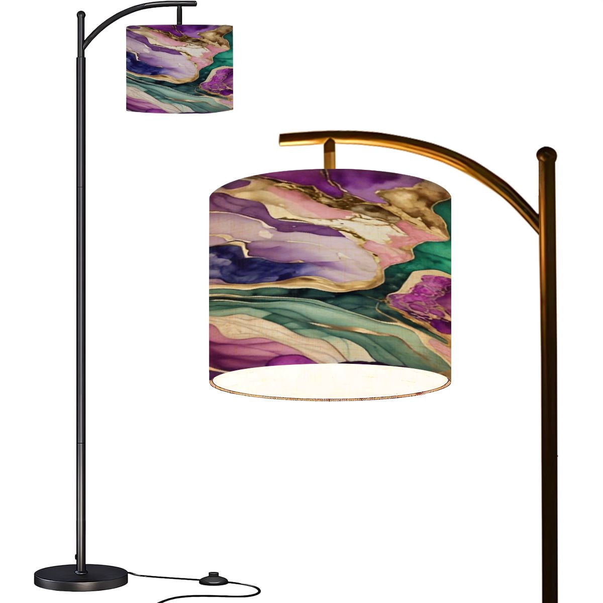 Arc Floor Lamps oil paint Marble Pink Water Color Blue Ink Paint Purple ...
