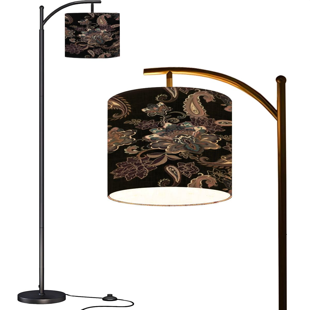 Arc Floor Lamps paisley floral ornamental pattern Modern LED Adjustable ...