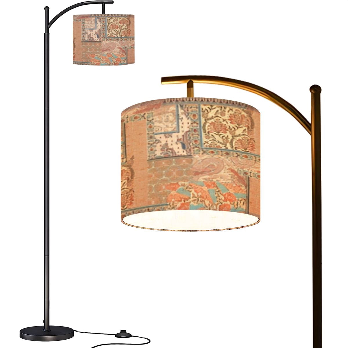 Arc Floor Lamps patchwork floral pattern paisley indian flower motifs ...