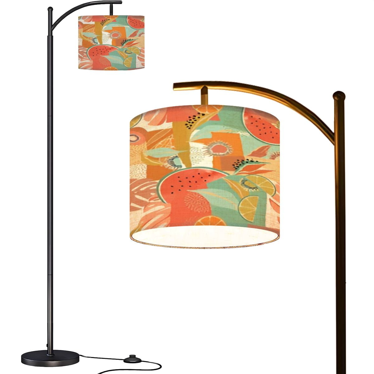 Arc Floor Lamps pattern tropical artwork multicolored hand drawn fruits ...