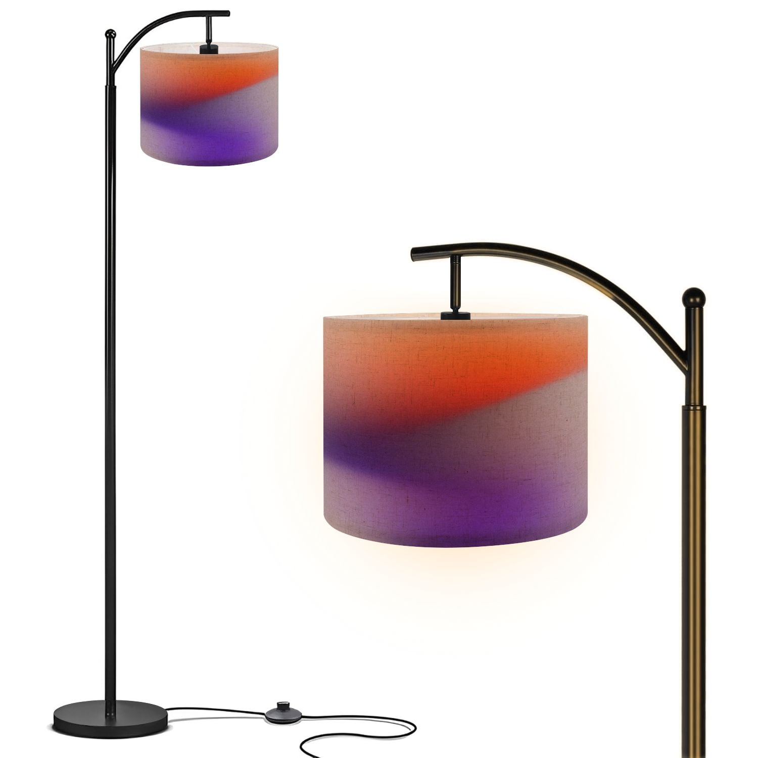 Arc Floor Lamps retro gradient grain texture Modern LED Adjustable ...