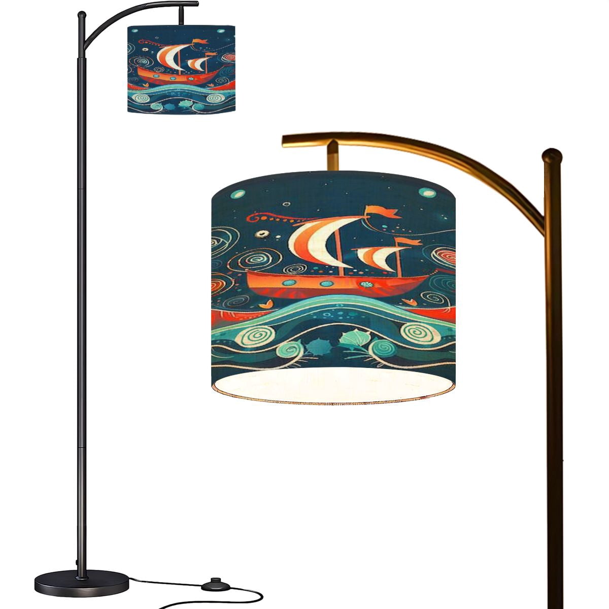 Arc Floor Lamps sea life boat waves Underwater world The by Modern LED ...