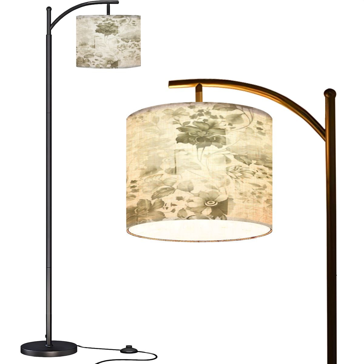 Arc Floor Lamps seamless flower pattern textures Modern LED Adjustable ...