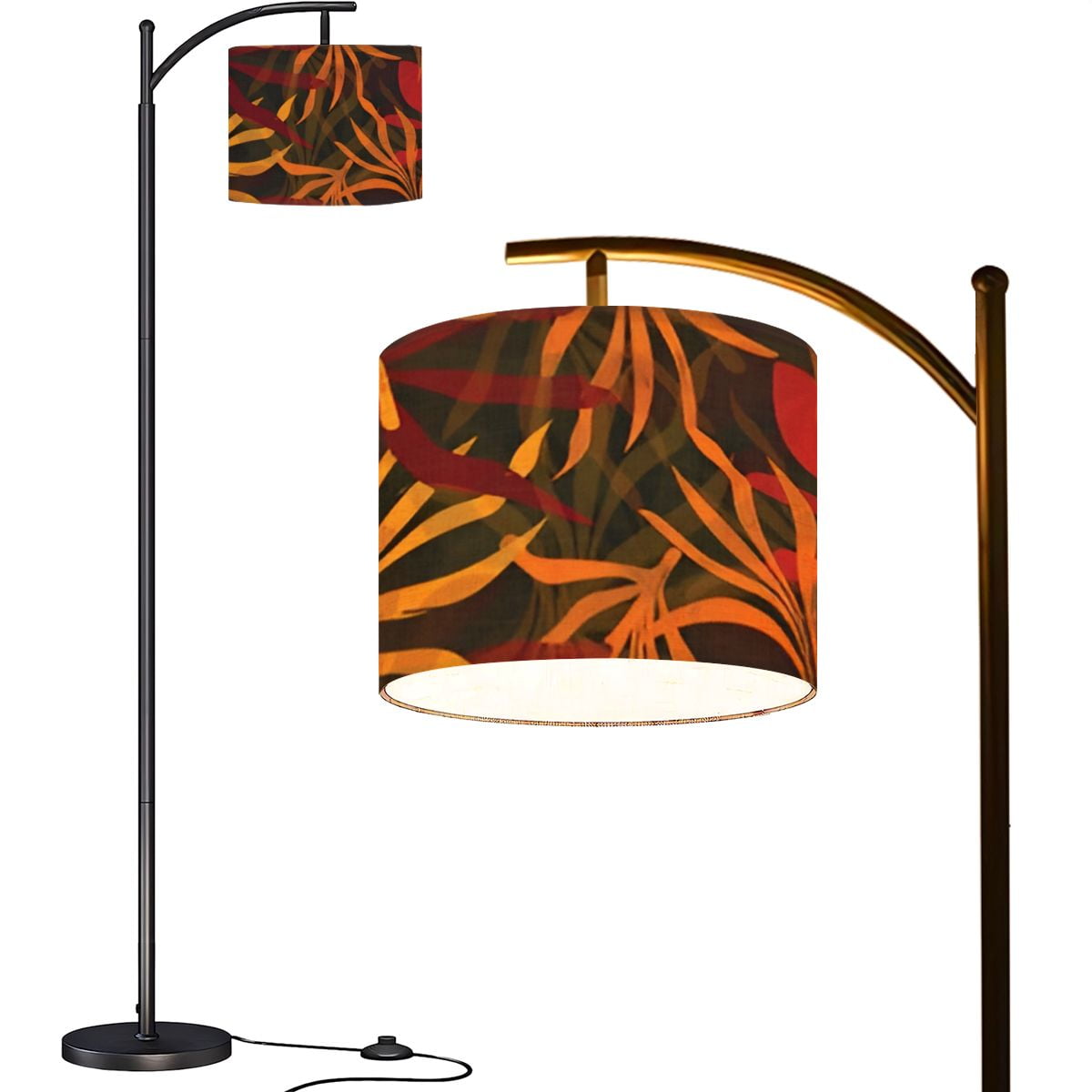 Arc Floor Lamps seamless leaf Modern fabric style Modern LED Adjustable ...