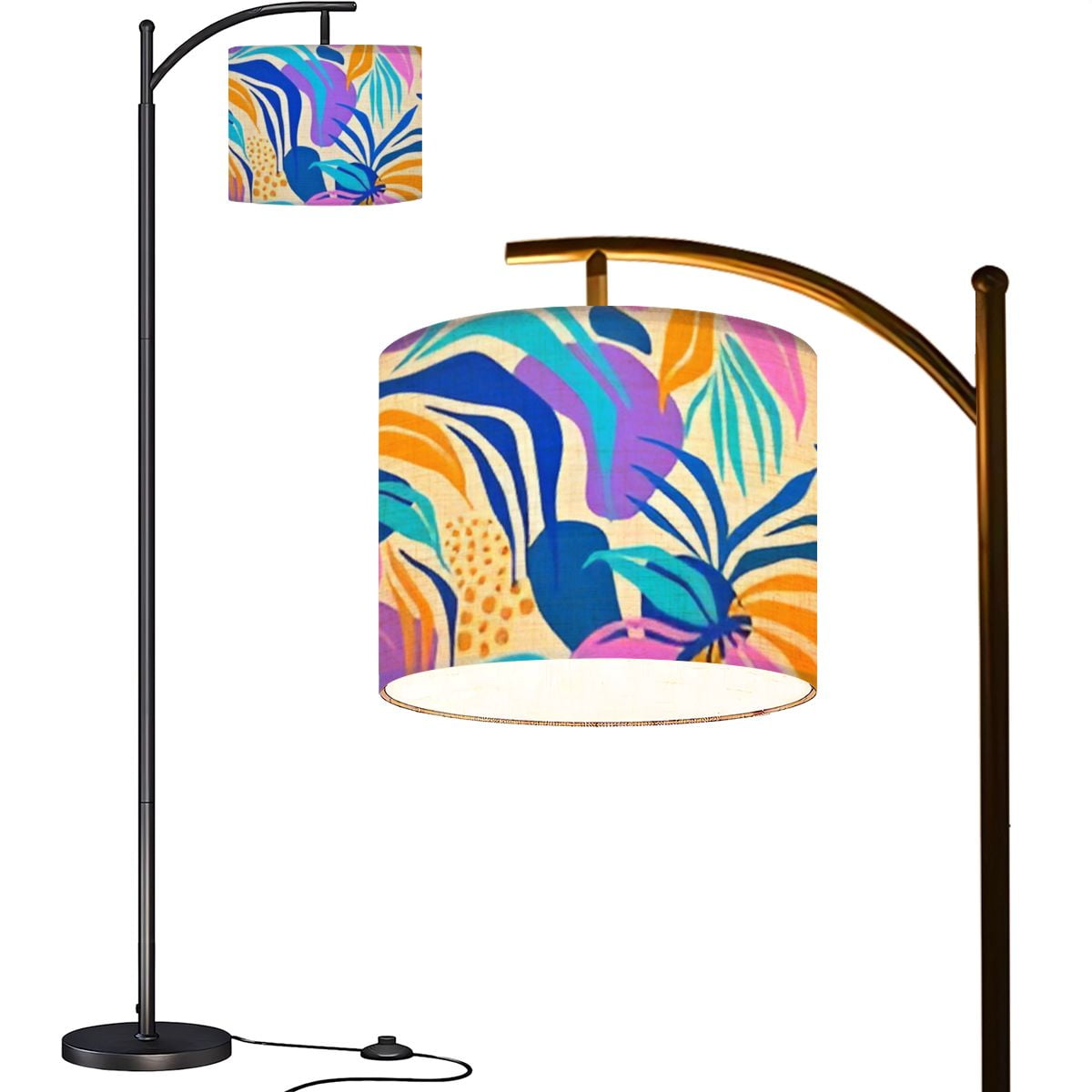 Arc Floor Lamps seamless pattern abstract leaves Modern LED Adjustable ...