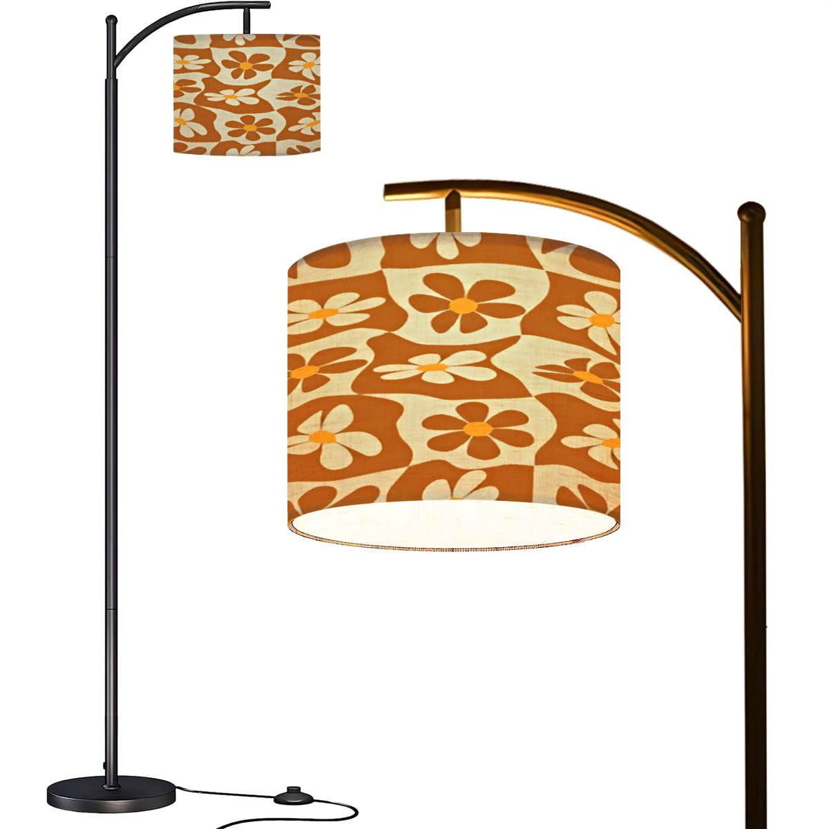 Arc Floor Lamps seamless retro pattern distorted plaid flowers Modern ...